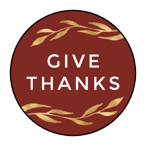 "Give Thanks" Floral Thanksgiving Label - OnlineLabels