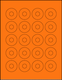 1.57" Center Hub CD Labels - Fluorescent Orange - OL9990FO