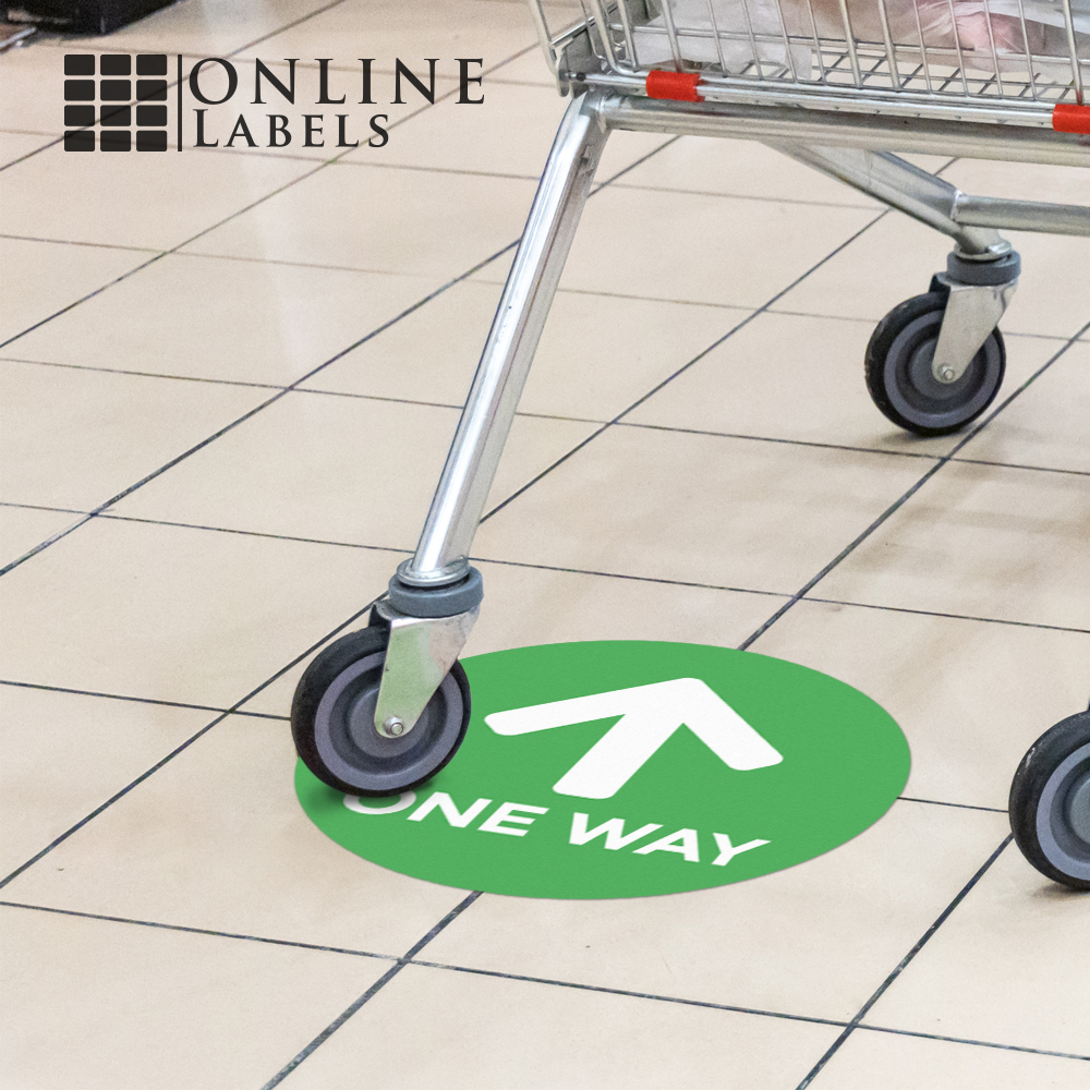 12" Circle "One Way" Green Vinyl Floor Stickers - Removable Vinyl ...