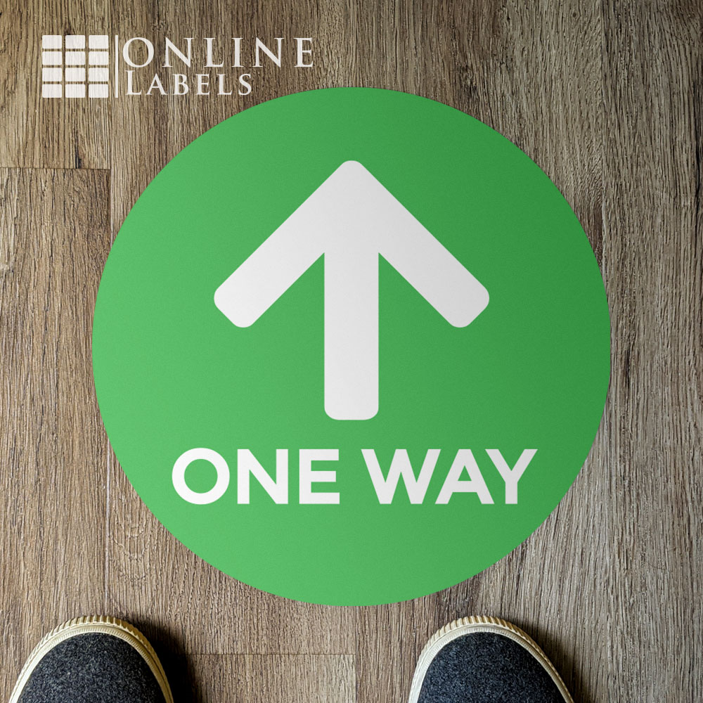12" Circle "One Way" Green Vinyl Floor Stickers - Removable Vinyl ...