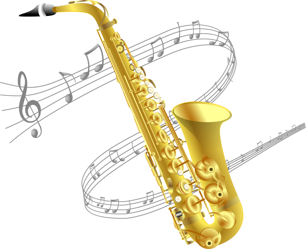 OnlineLabels Clip Art - Saxophone with music background
